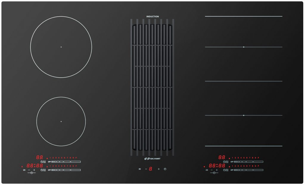 Induction hob with extractor hood worktop extraction Quick - Galvamet