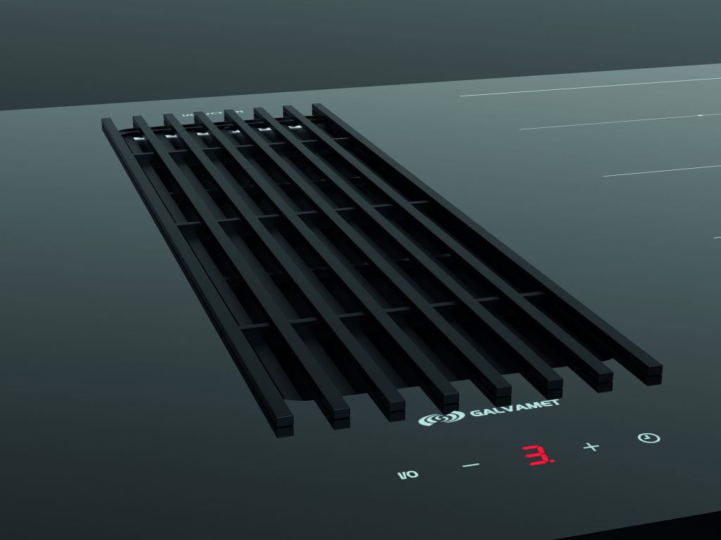 Induction hob with extractor hood worktop extraction Quick - Galvamet