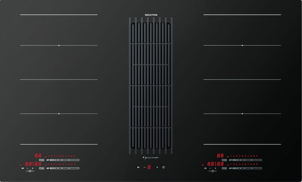 Induction hob with extractor hood worktop extraction Quick - Galvamet